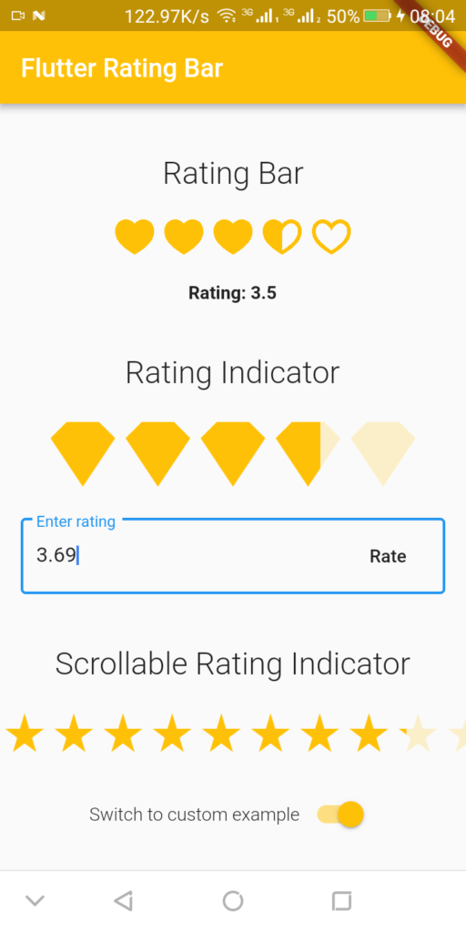 A simple ratingbar for flutter which also include a rating bar indicator